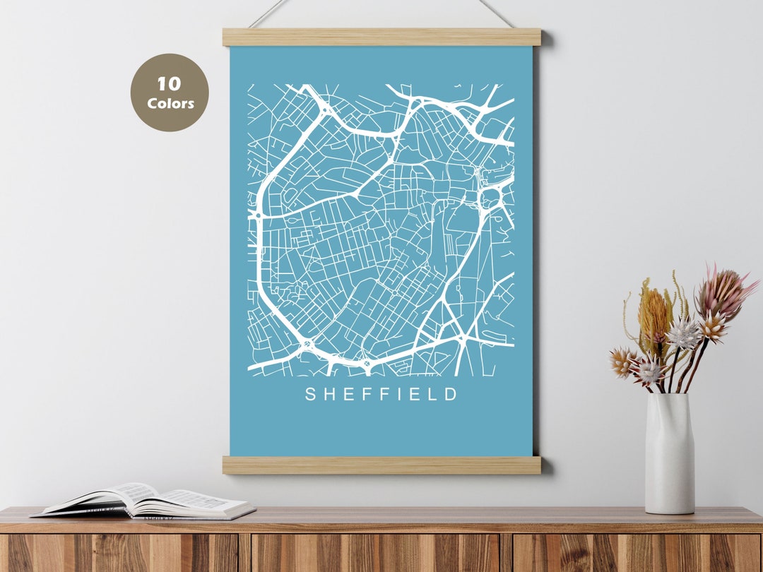 Sheffield City Map Poster, England, United Kingdom, Europe Map Print ...