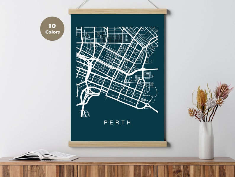 Perth City Map Poster, Australia Map Print, Canvas Wall Art, Unique ...