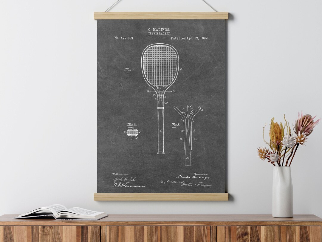 Tennis Racket Patent Poster, Sports Gift for Mens Kids, Framed Prints ...