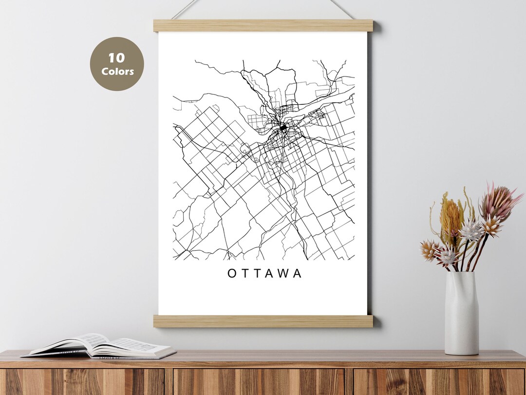 Ottawa City Map Poster, Canada, Map Print, Canvas Wall Art, Unique Road ...