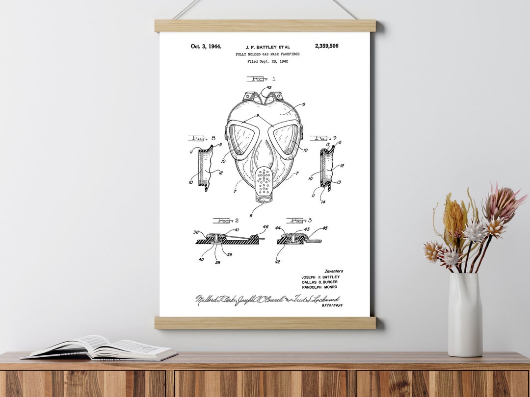 Gas Mask Patent Poster, Blueprint Wall Art, Gift - Etsy
