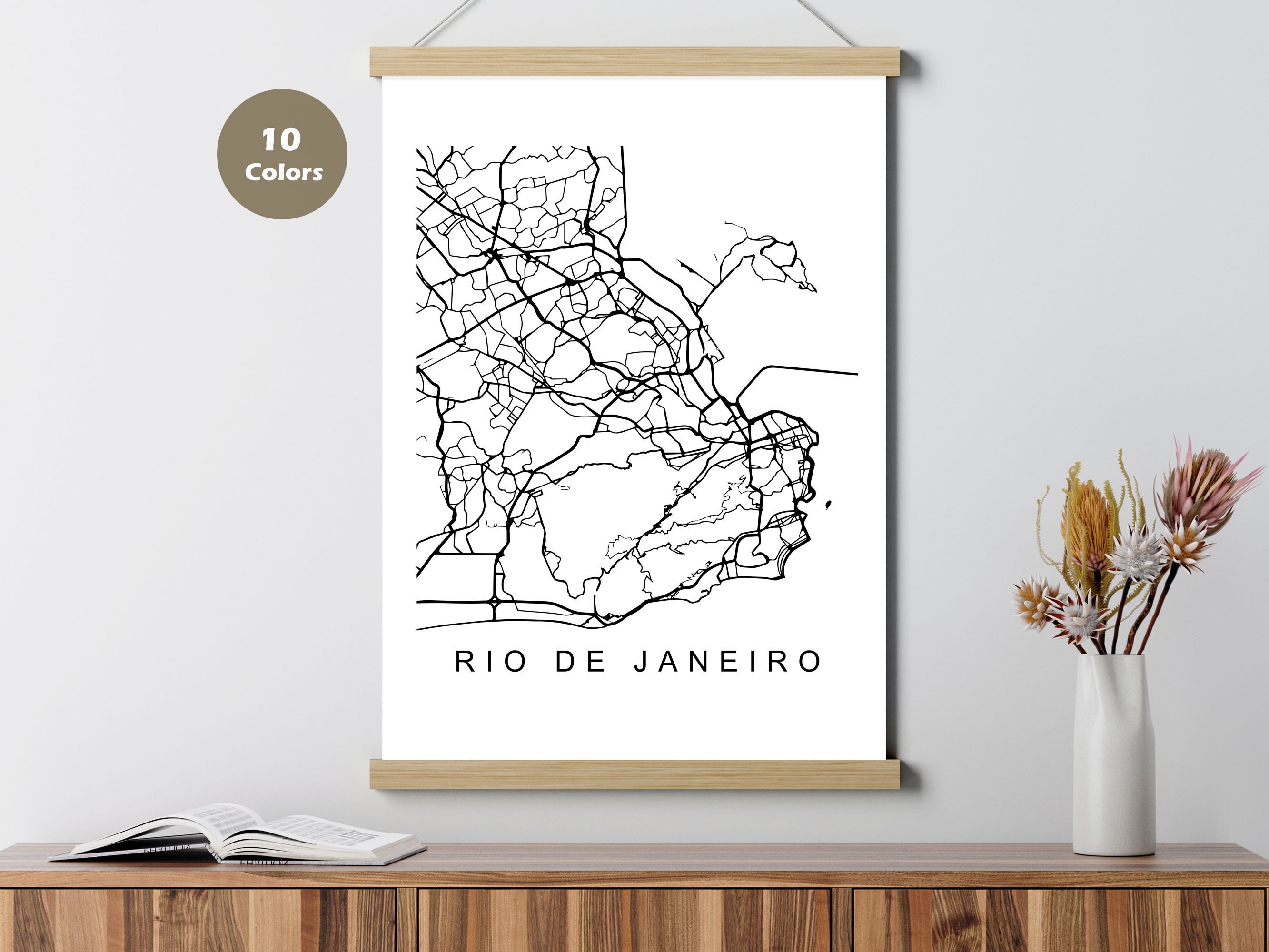 Rio De Janeiro City Map Poster, Brazil, Map Print, Canvas Wall Art ...