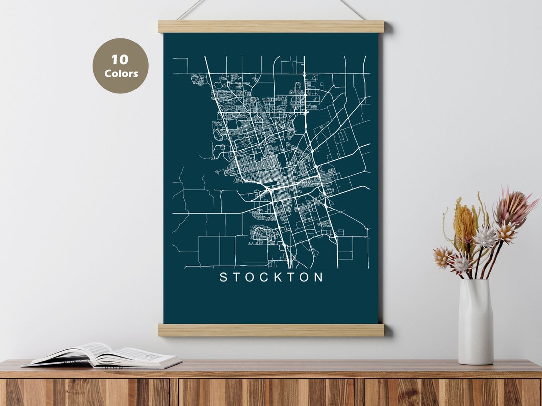 Stockton City Map Poster, California, United States of America Print ...
