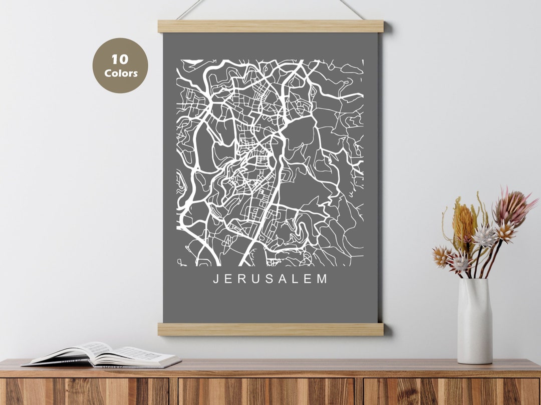 Jerusalem City Map Poster, Israel, Map Print, Canvas Wall Art, Unique ...