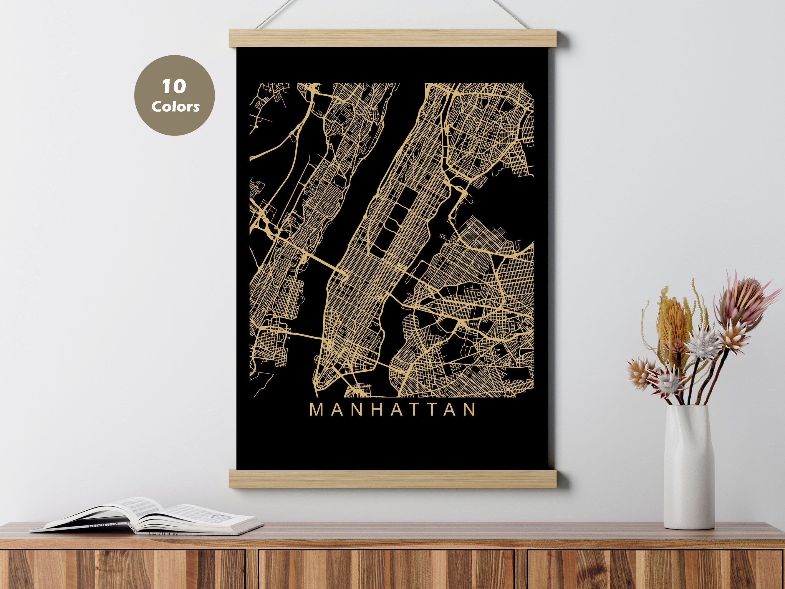 Manhattan City Map Poster, New York, United States of America Print ...