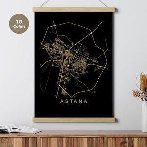 Astana City Map Poster, Kazakhstan, Map Print, Canvas Wall Art, Unique ...