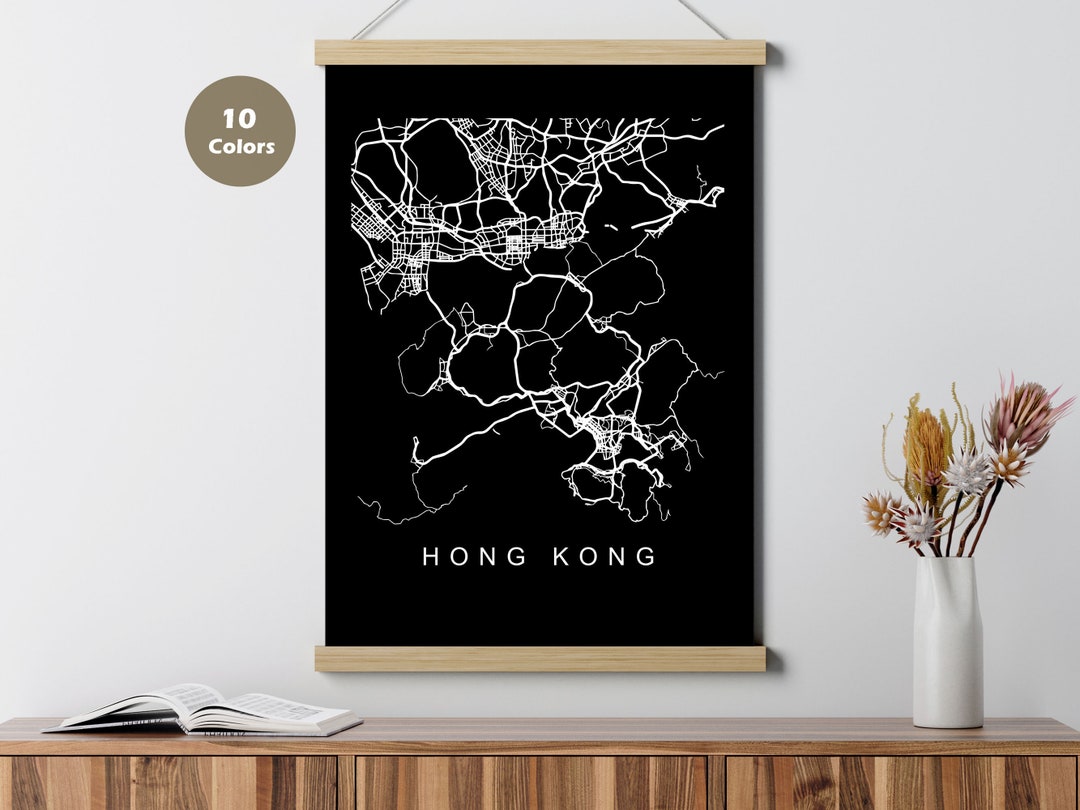 Hong Kong City Map Poster, China, Map Print, Canvas Wall Art, Unique ...