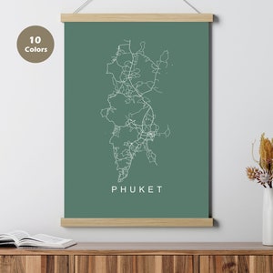 Phuket City Map Poster, Thailand, Map Print, Canvas Wall Art, Unique ...