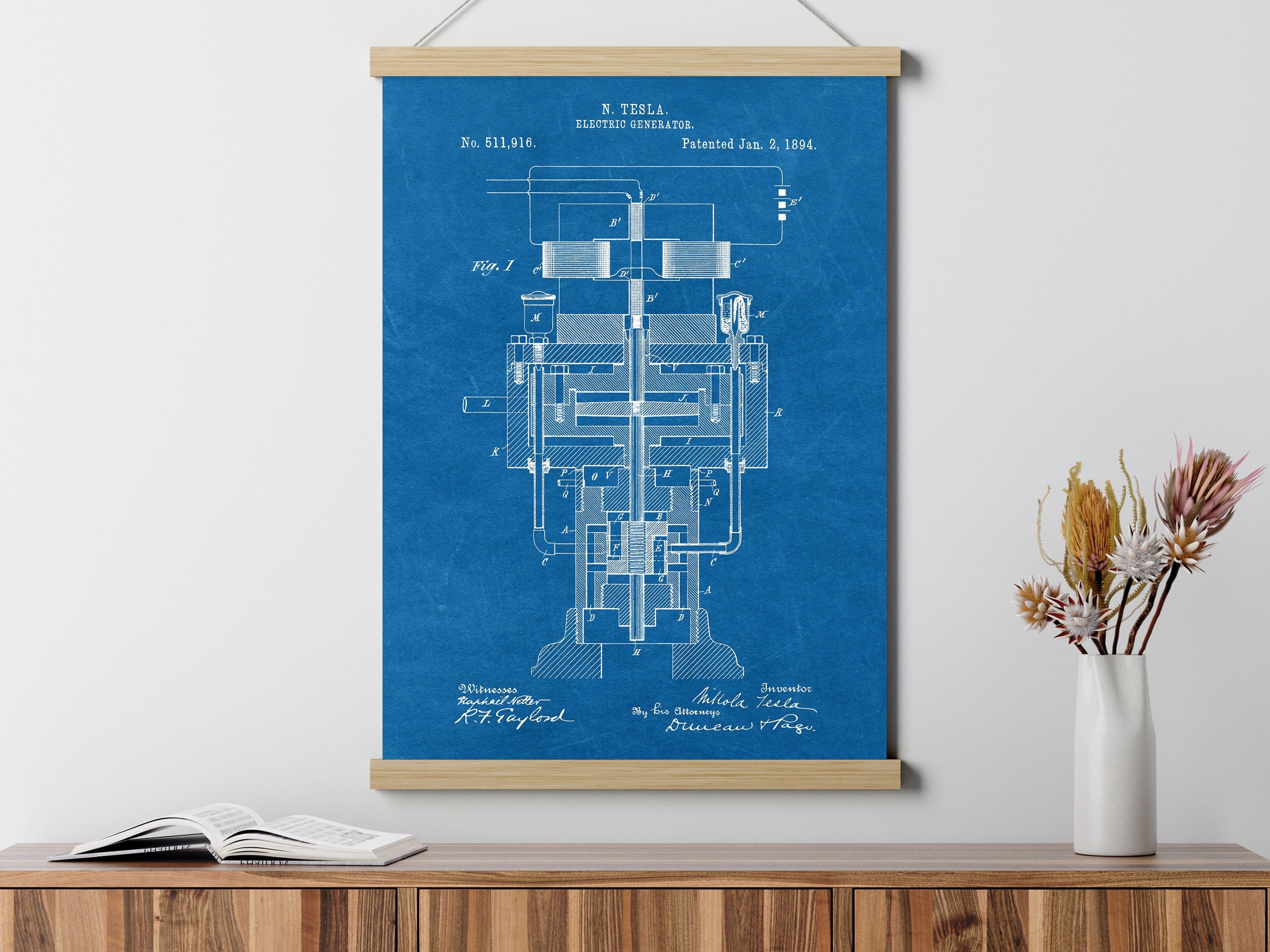 Tesla Electric Generator Patent Poster, Physics Science Gift ...