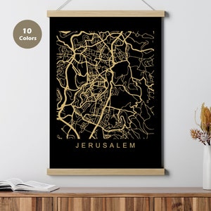 Jerusalem City Map Poster, Israel, Map Print, Canvas Wall Art, Unique ...