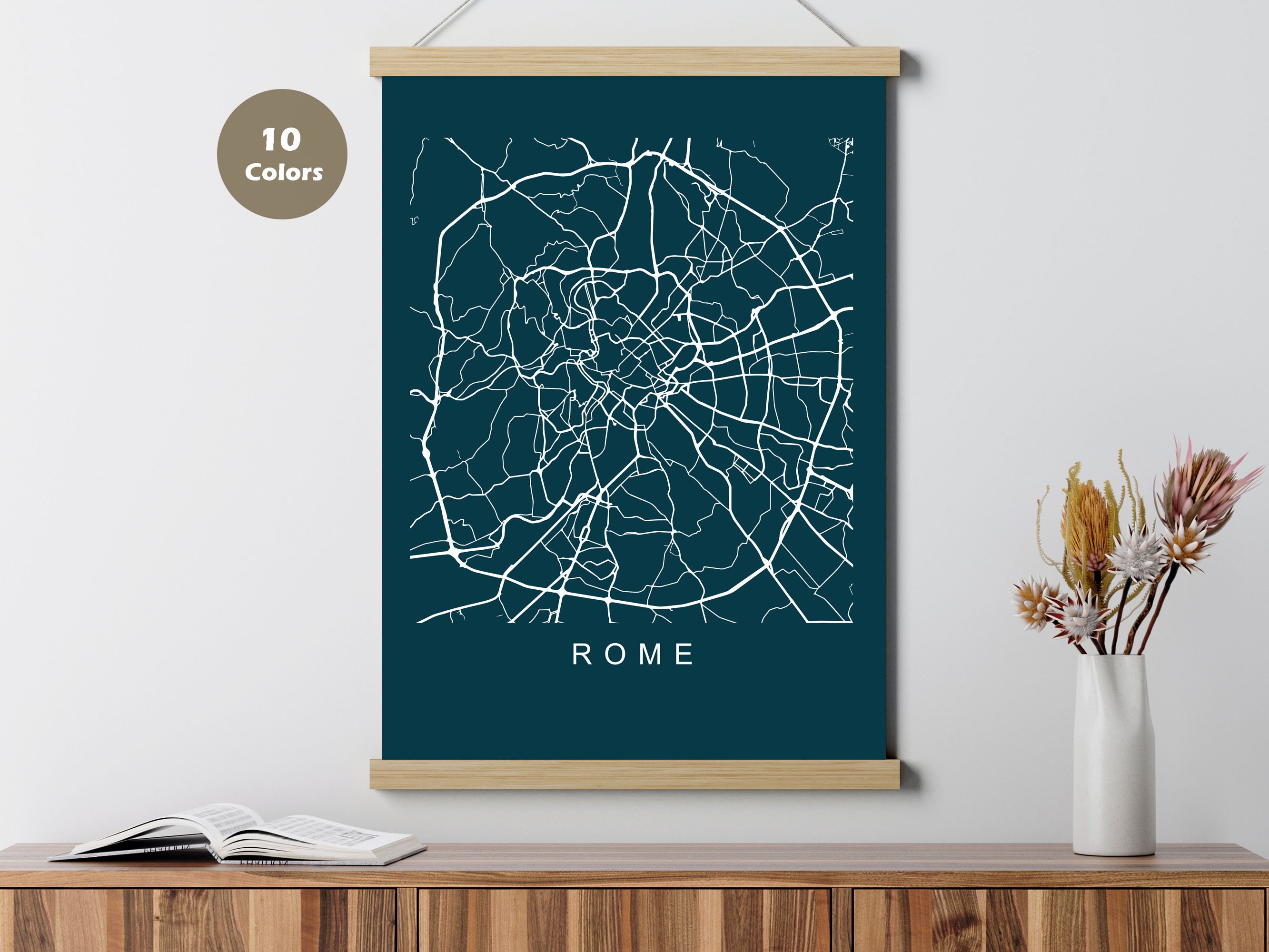 Rome City Map Poster, Italy, Europe Map Print, Printable Wall Art ...