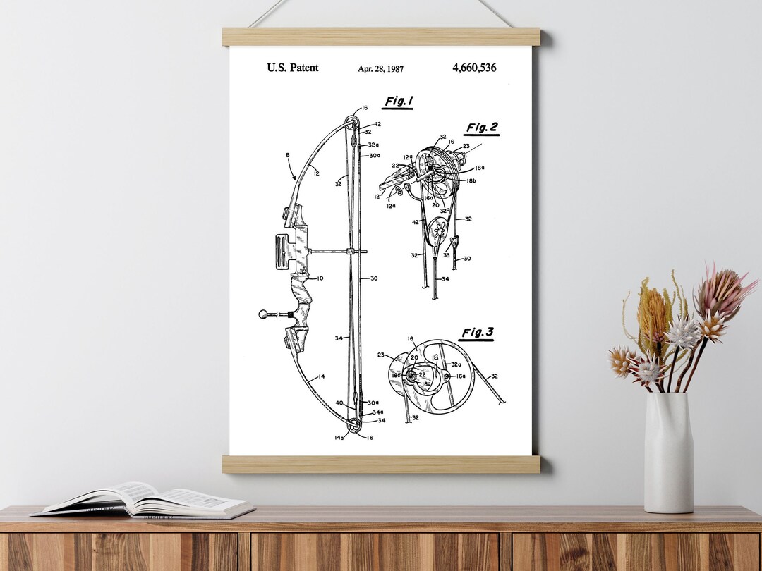 Bow Patent Poster, Hunting Hunter Archer Gifts, Framed Prints ...