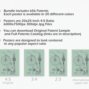 653 Patents Bundle 20 Colors, Printable Blueprint Poster Prints, Set of ...