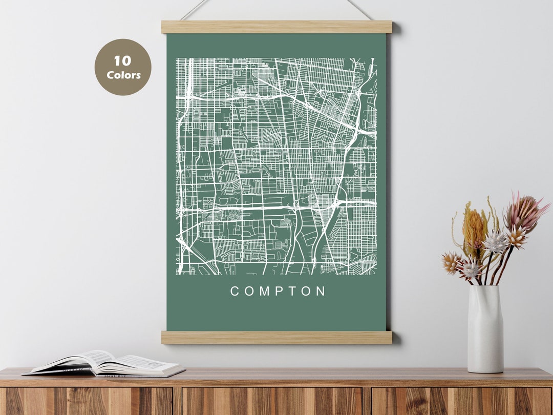 Compton City Map Poster, California, United States of America Print ...