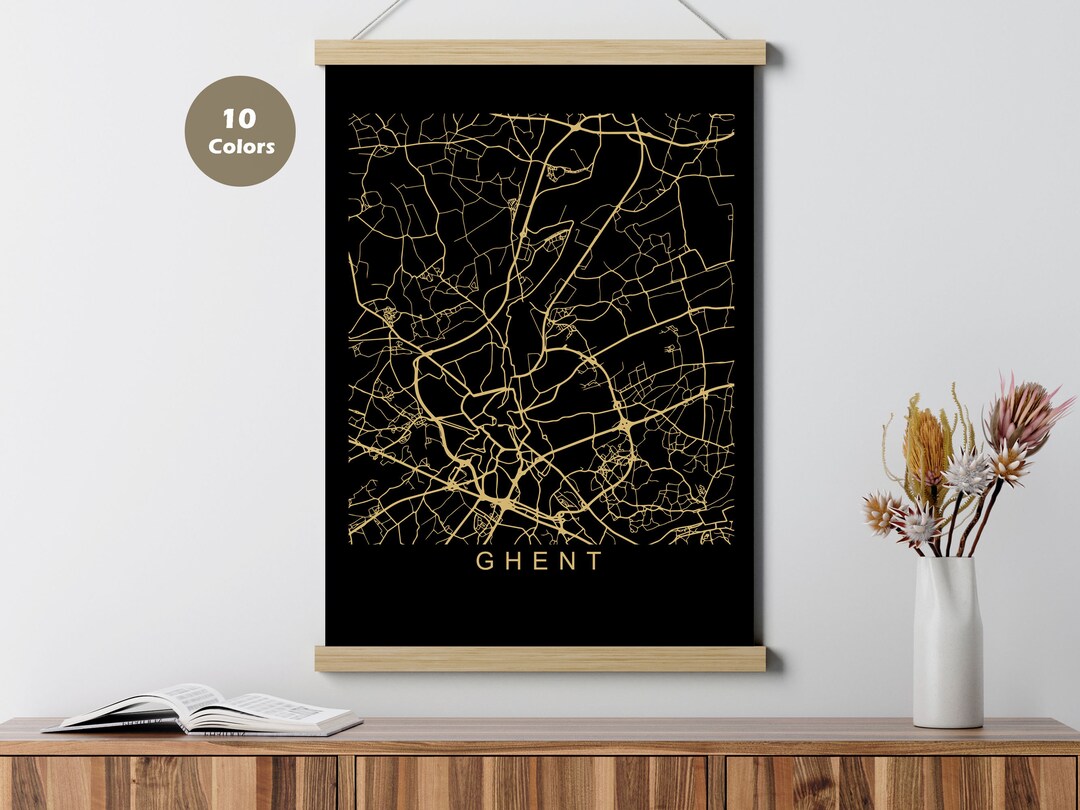 Ghent City Map Poster, Belgium, Europe Map Print, Canvas Wall Art ...