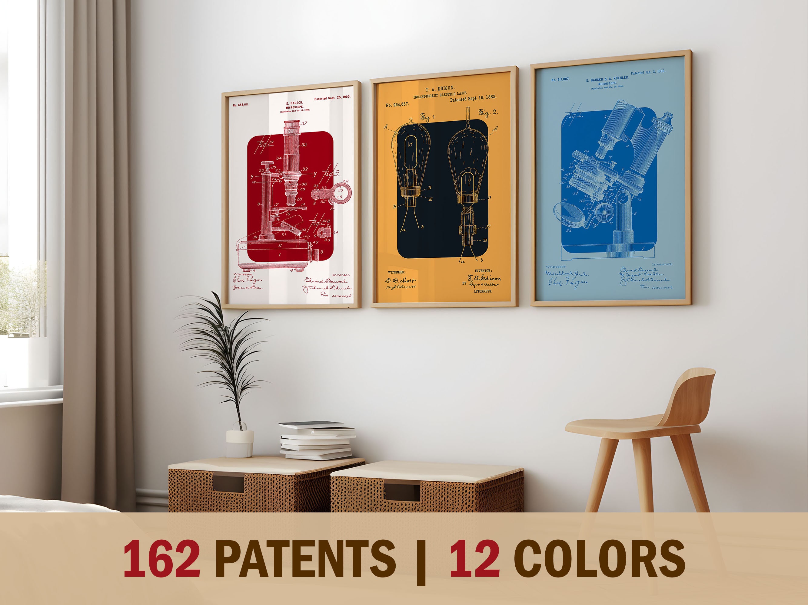 162 Profession Science Technology Patent Poster Bundle, 12 Colors ...