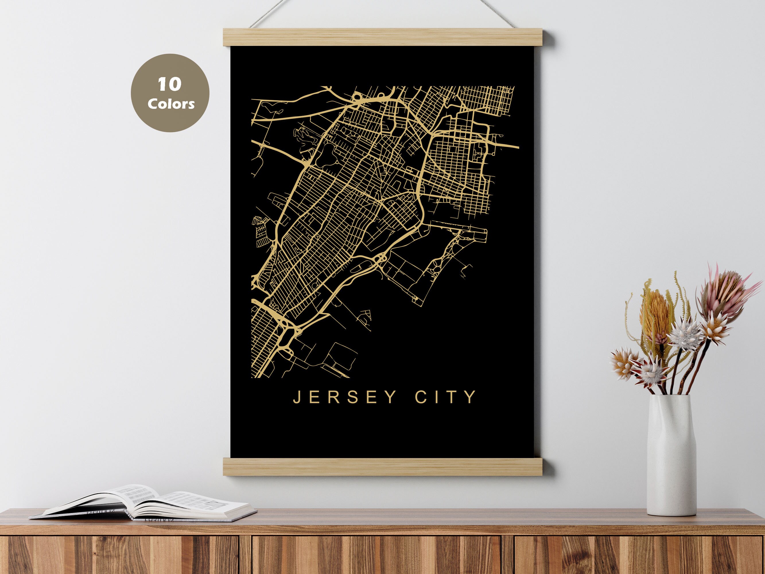 3 New Jersey State City Maps, Set Includes: Jersey City, Newark and ...