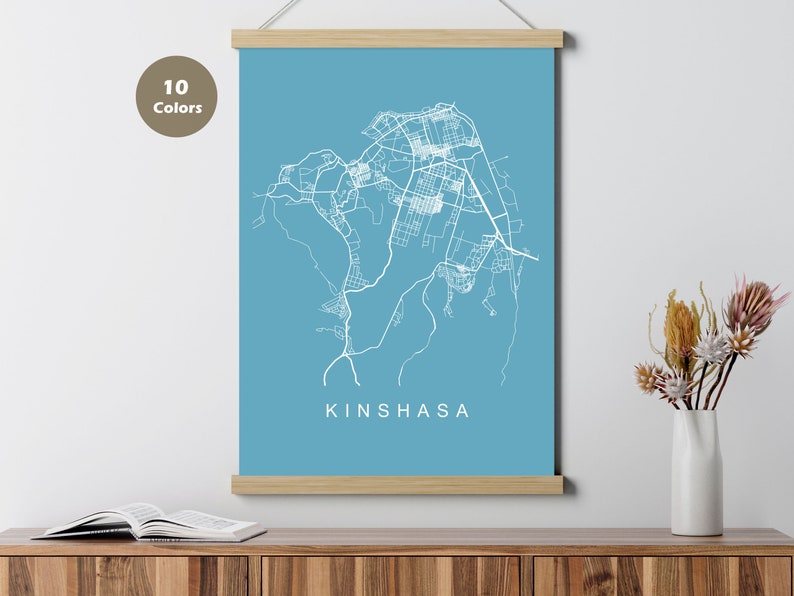 Kinshasa City Map Poster, Congo, Map Print, Printable Wall Art, Unique ...