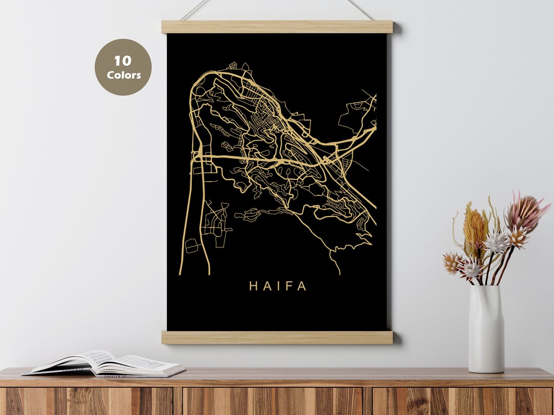 Cartel del mapa de la ciudad de Haifa, Israel, impresión de mapas, arte ...