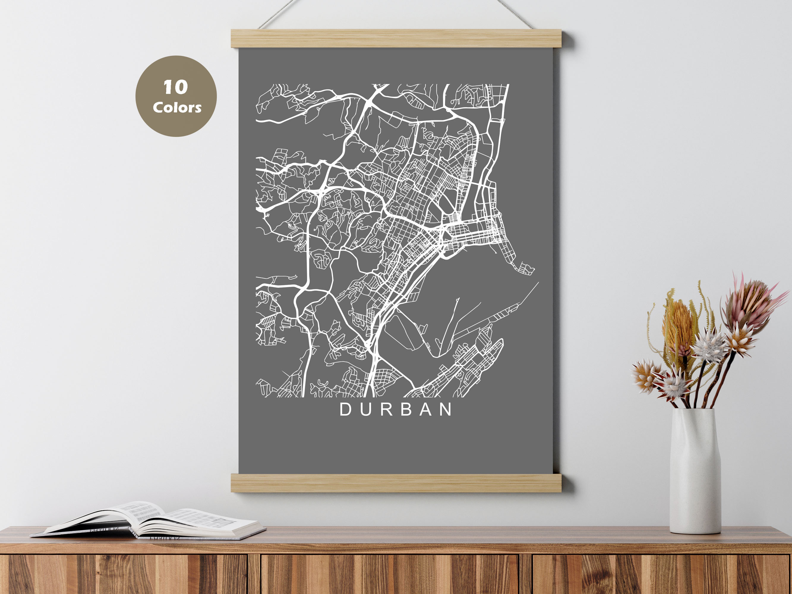 Durban City Map Poster, South Africa, Map Print, Printable Wall Art ...