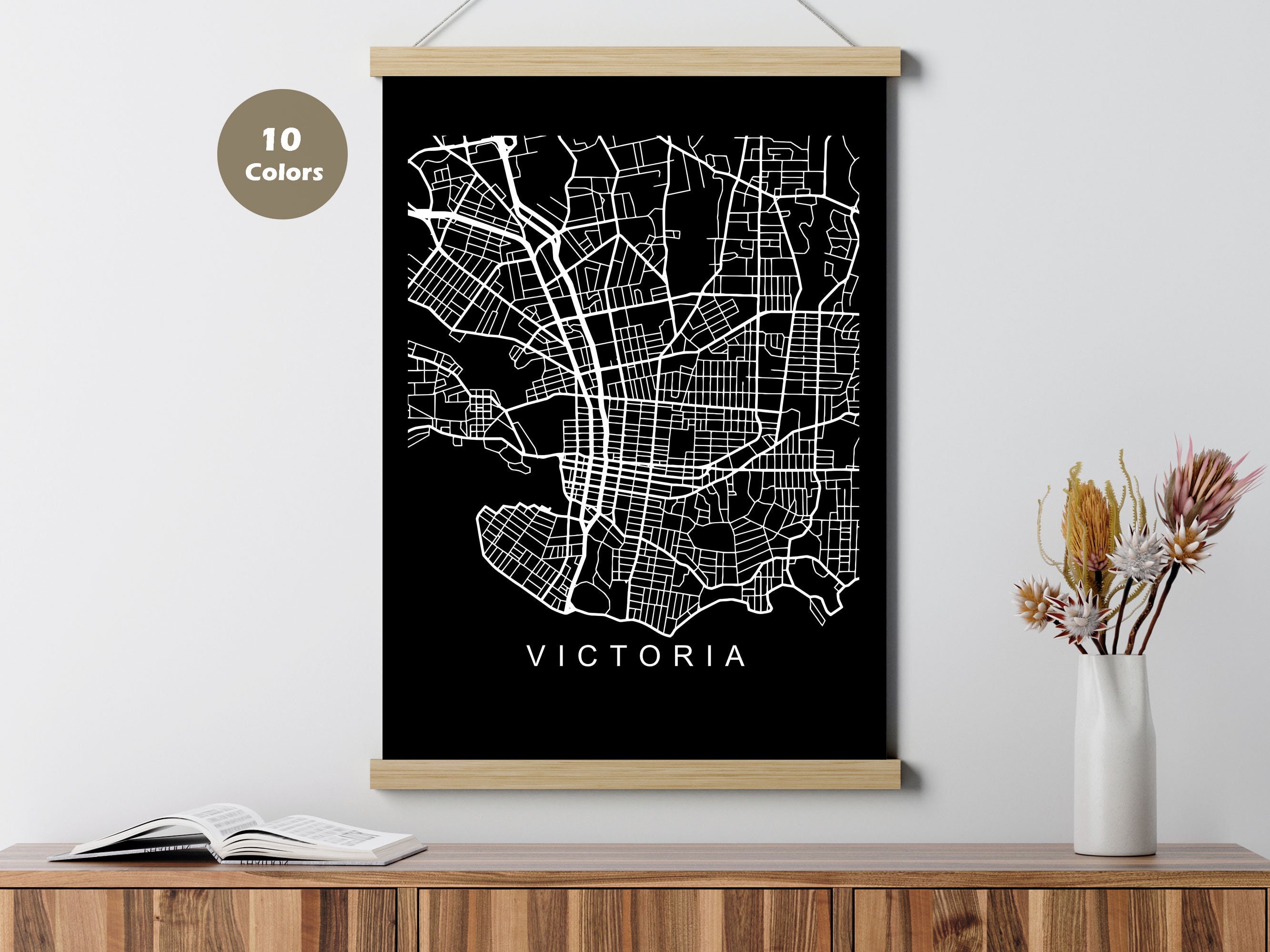 Victoria City Map Poster, Canada, Map Print, Canvas Wall Art, Unique ...