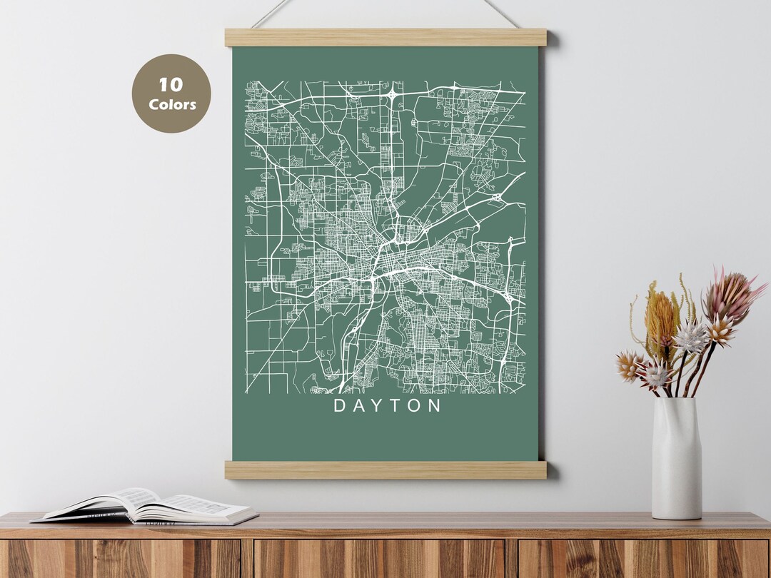Dayton City Map Poster, Ohio, United States of America Print, Canvas ...