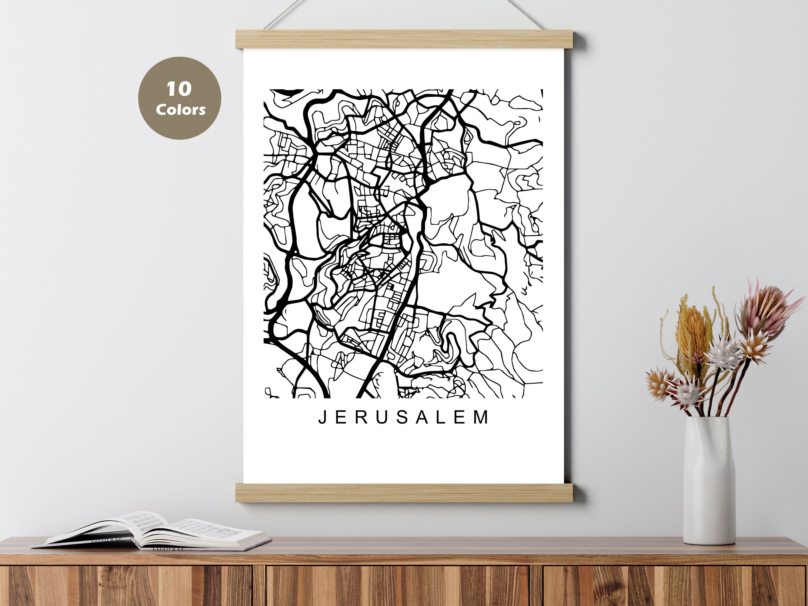 Jerusalem City Map Poster, Israel, Map Print, Printable Wall Art ...