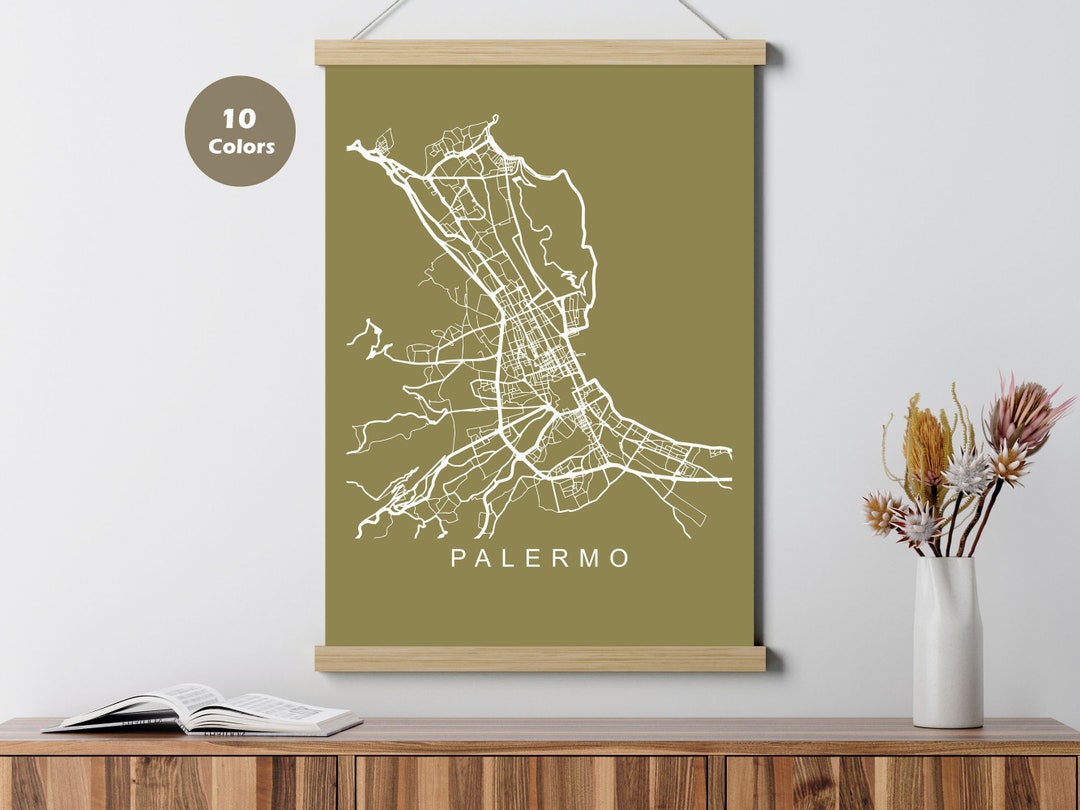 Palermo City Map Poster, Italy, Europe Map Print, Canvas Wall Art ...