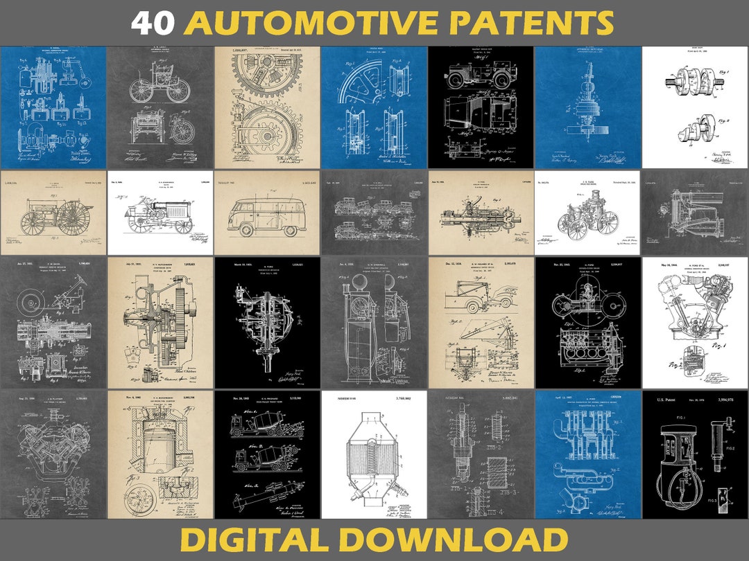 40 Automotive Patent Poster Prints, Digital Download, Set, Car ...
