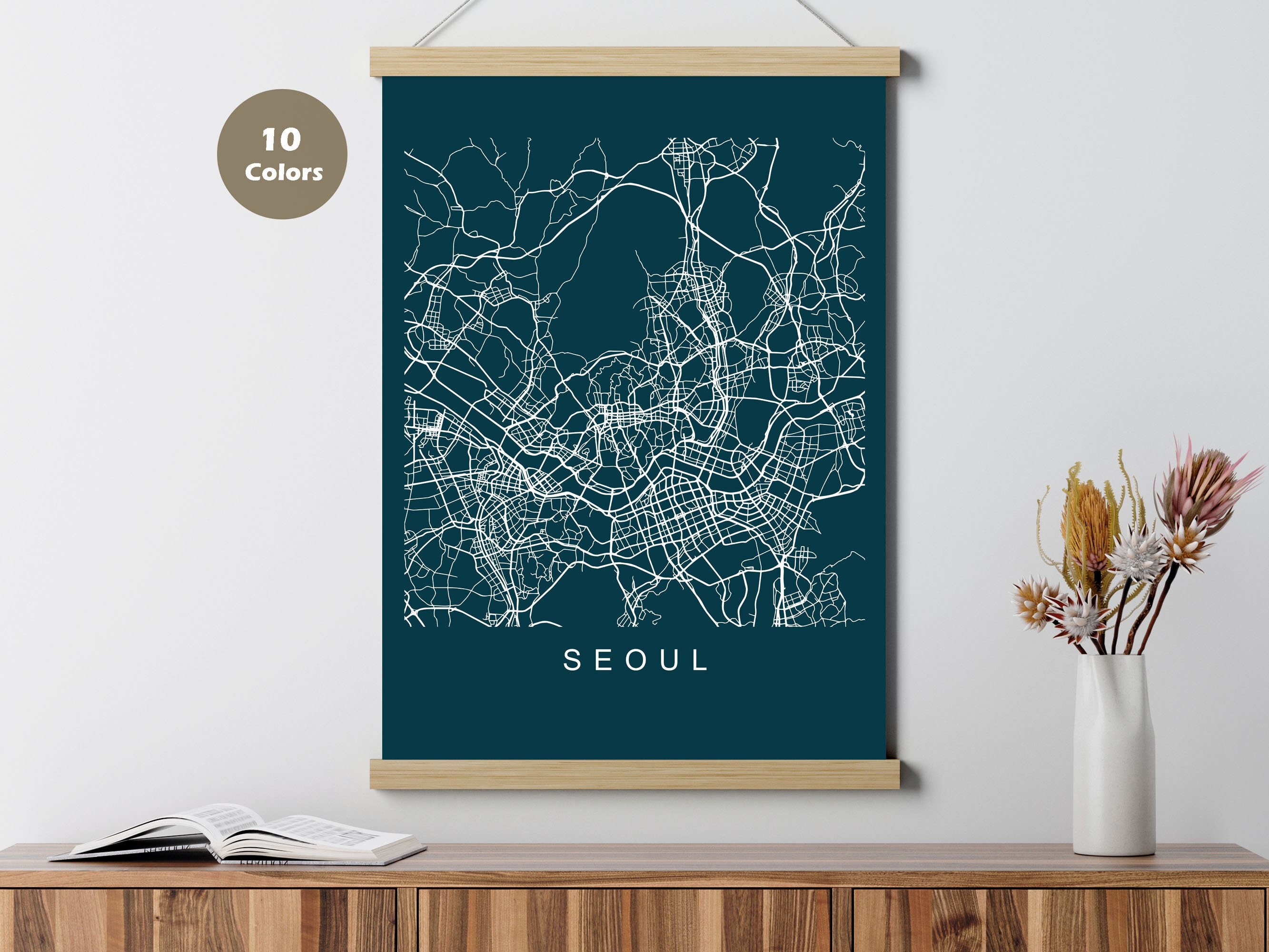 Seoul City Map Poster, South Korea, Map Print, Canvas Wall Art, Unique ...