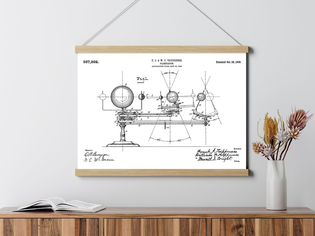 Planetarium Patent Poster, Astronomy Print Blueprint, Solar System ...
