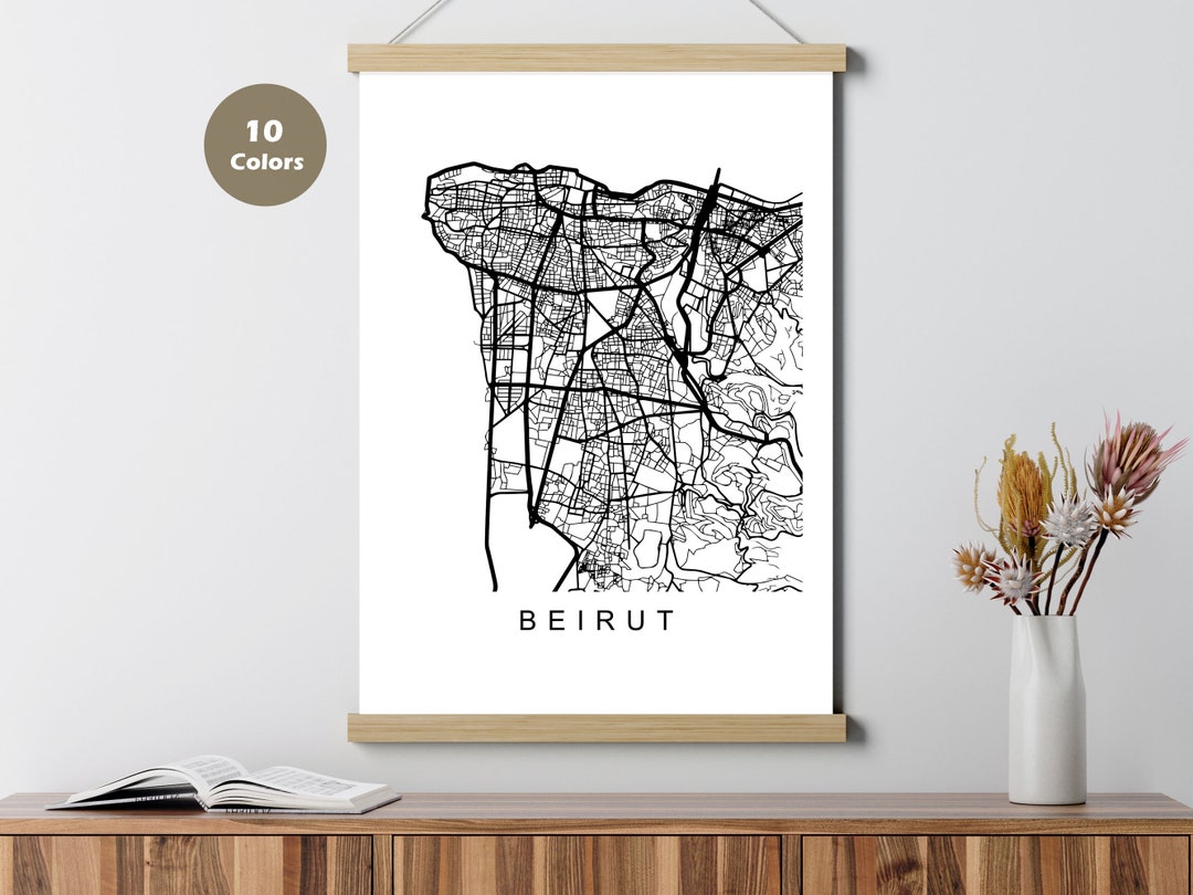 Beirut City Map Poster, Lebanon, Map Print, Printable Wall Art, Unique ...
