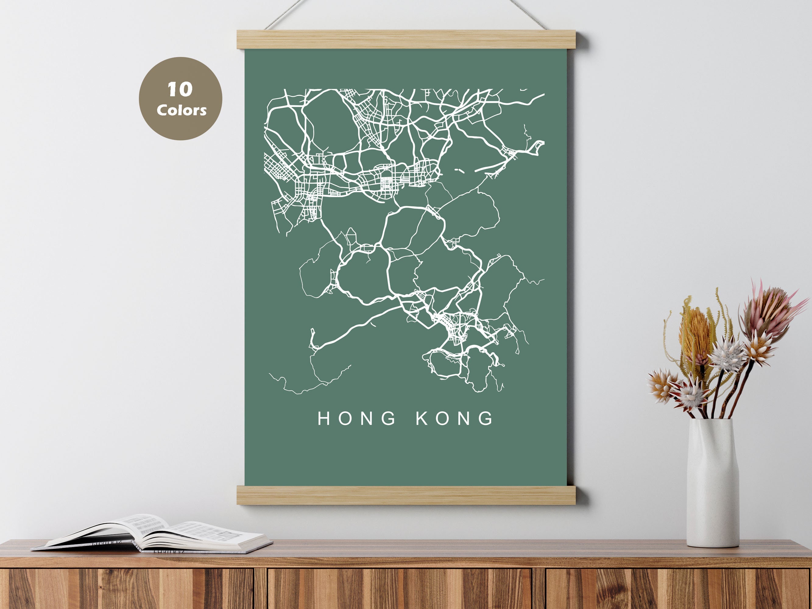 Hong Kong City Map Poster, China, Map Print, Printable Wall Art, Unique ...