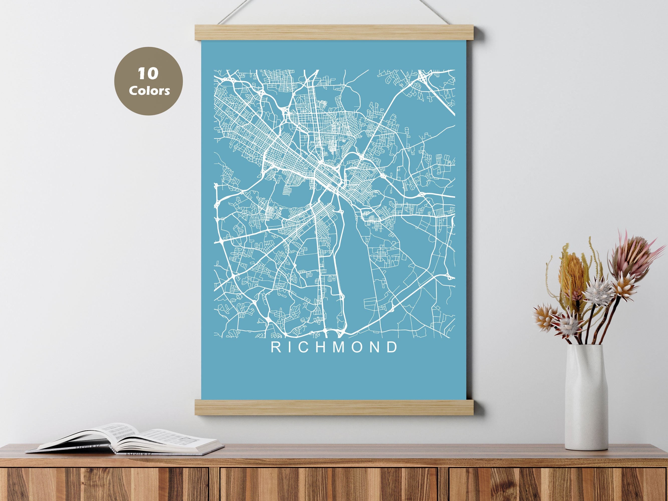 Richmond City Map Poster, Virginia, United States of America Print ...