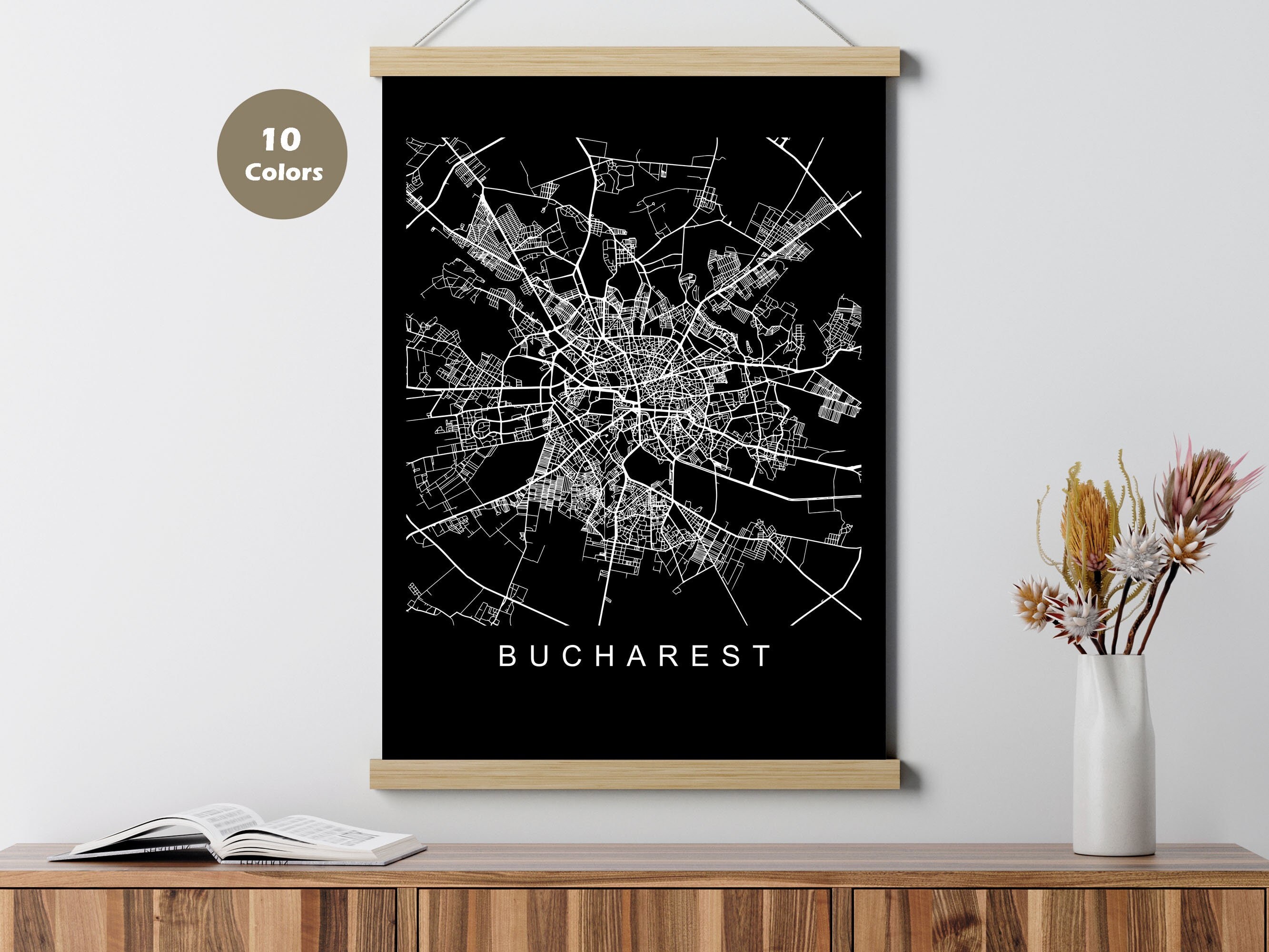 Bucharest City Map Poster, Romania, Europe Map Print, Canvas Wall Art ...