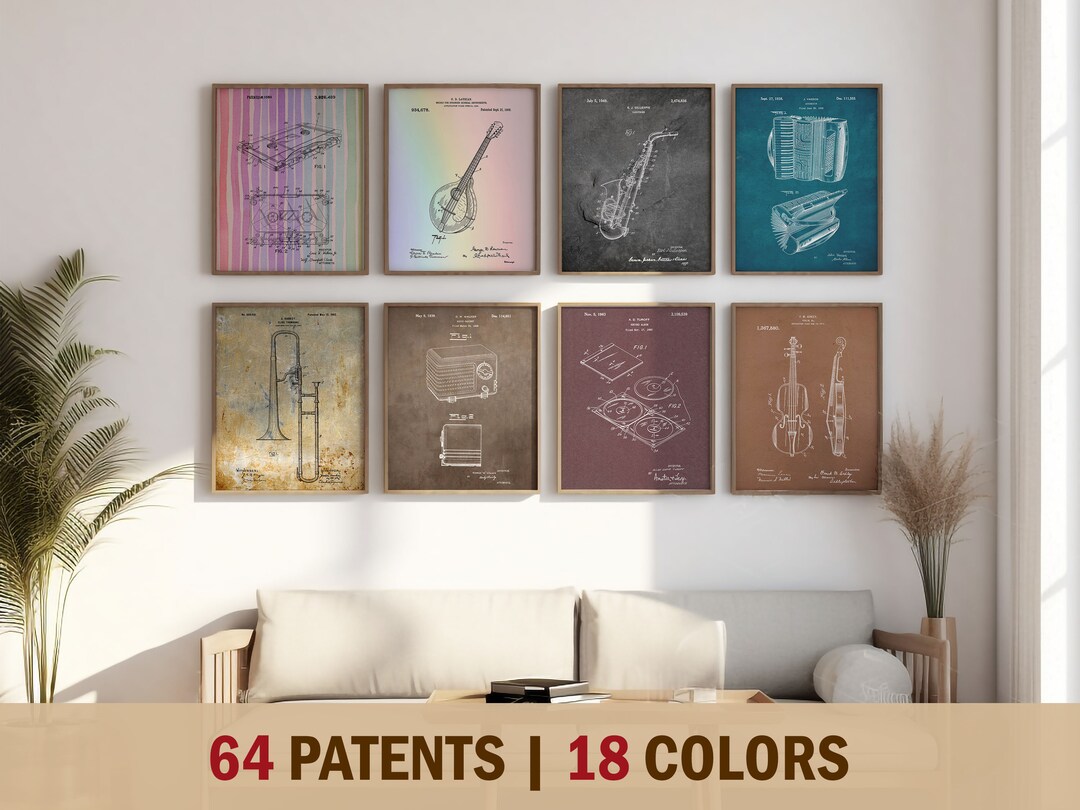 64 Music Patent Poster Bundle 18 Colors Bundle Includes: - Etsy