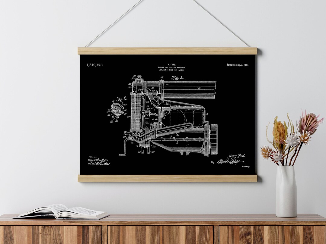 Car Engine and Radiator Patent Poster, Car Motorcycle Prints ...