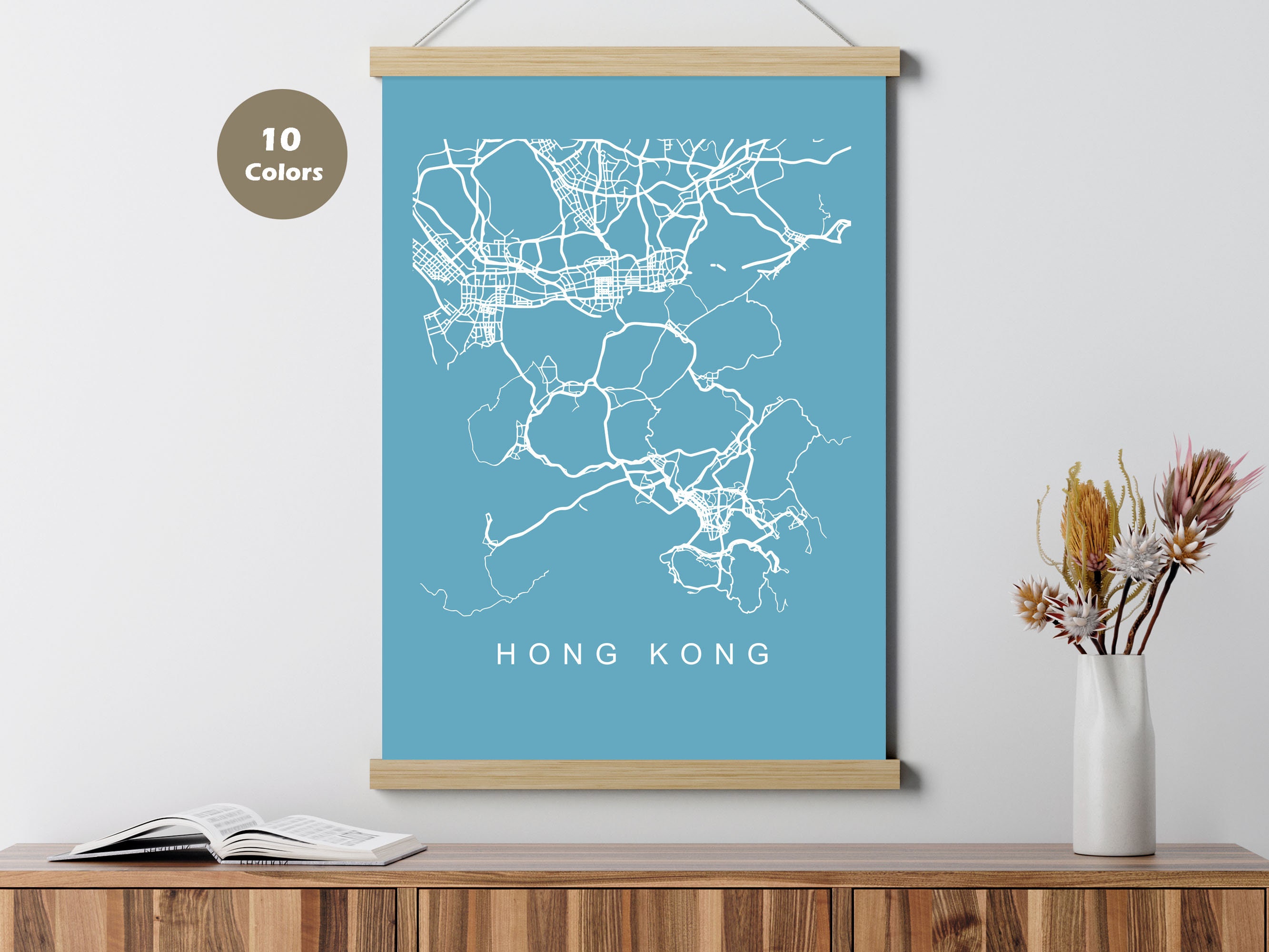 Hong Kong City Map Poster, China, Map Print, Printable Wall Art, Unique ...