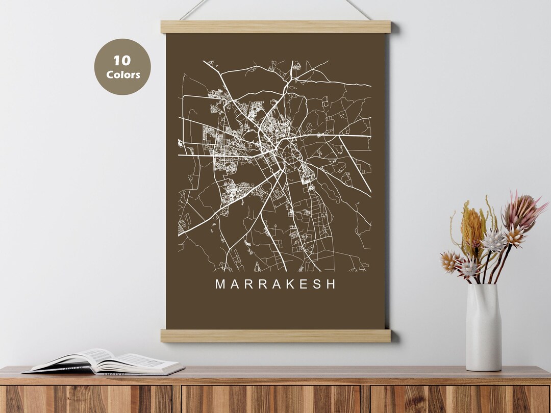 Marrakesh City Map Poster, Morocco, Map Print, Canvas Wall Art, Unique ...