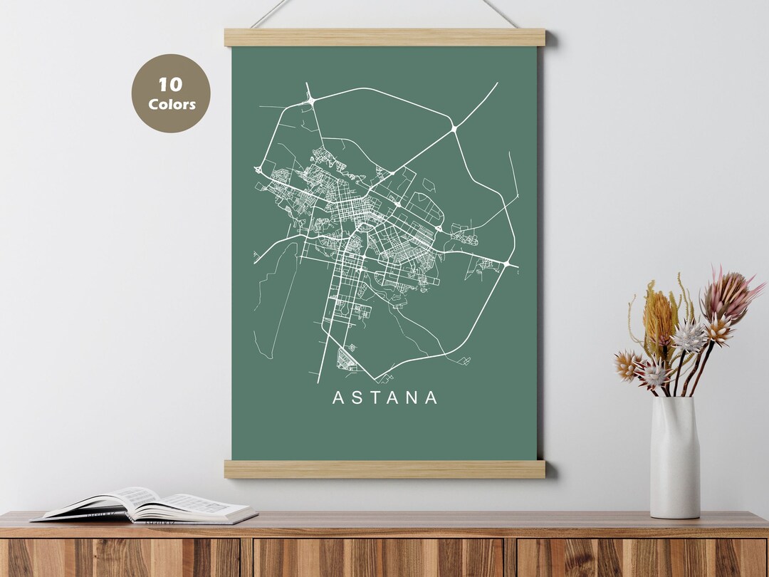 Astana City Map Poster, Kazakhstan, Map Print, Canvas Wall Art, Unique ...