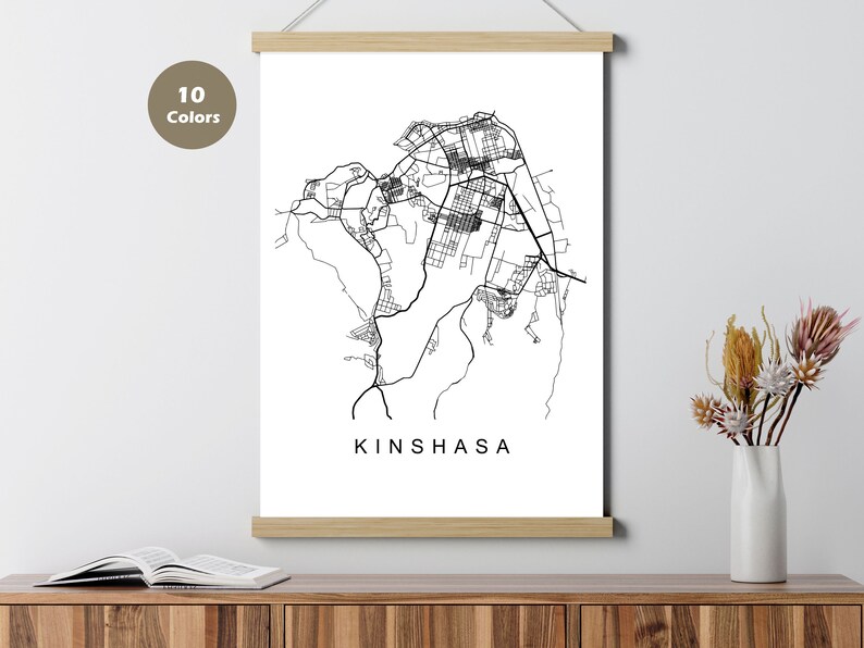 Kinshasa City Map Poster, Congo, Map Print, Printable Wall Art, Unique ...