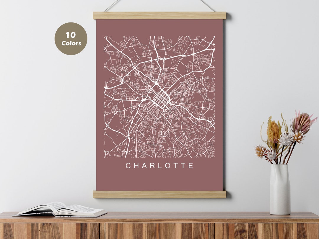 Charlotte City Map Poster, North Carolina, United States of America ...