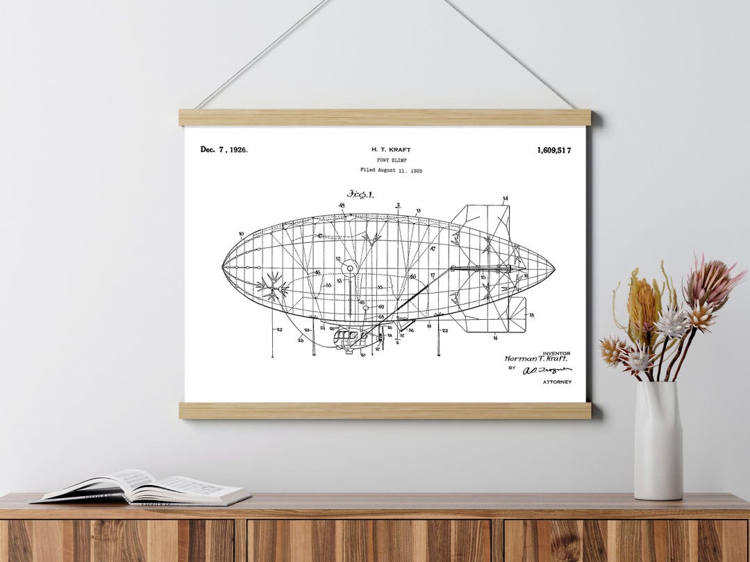 Zeppelin Patent Poster, Aviation Engineer Gifts, Pilot Gift, Framed ...