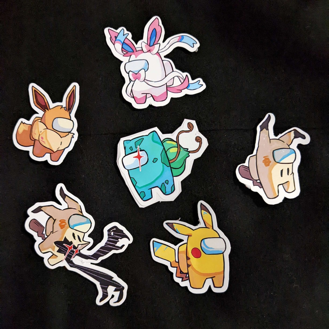 Pokémon Among Us Stickers: Pikachu, Eevee, Sylveon, Bulbasaur, Mimikyu ...