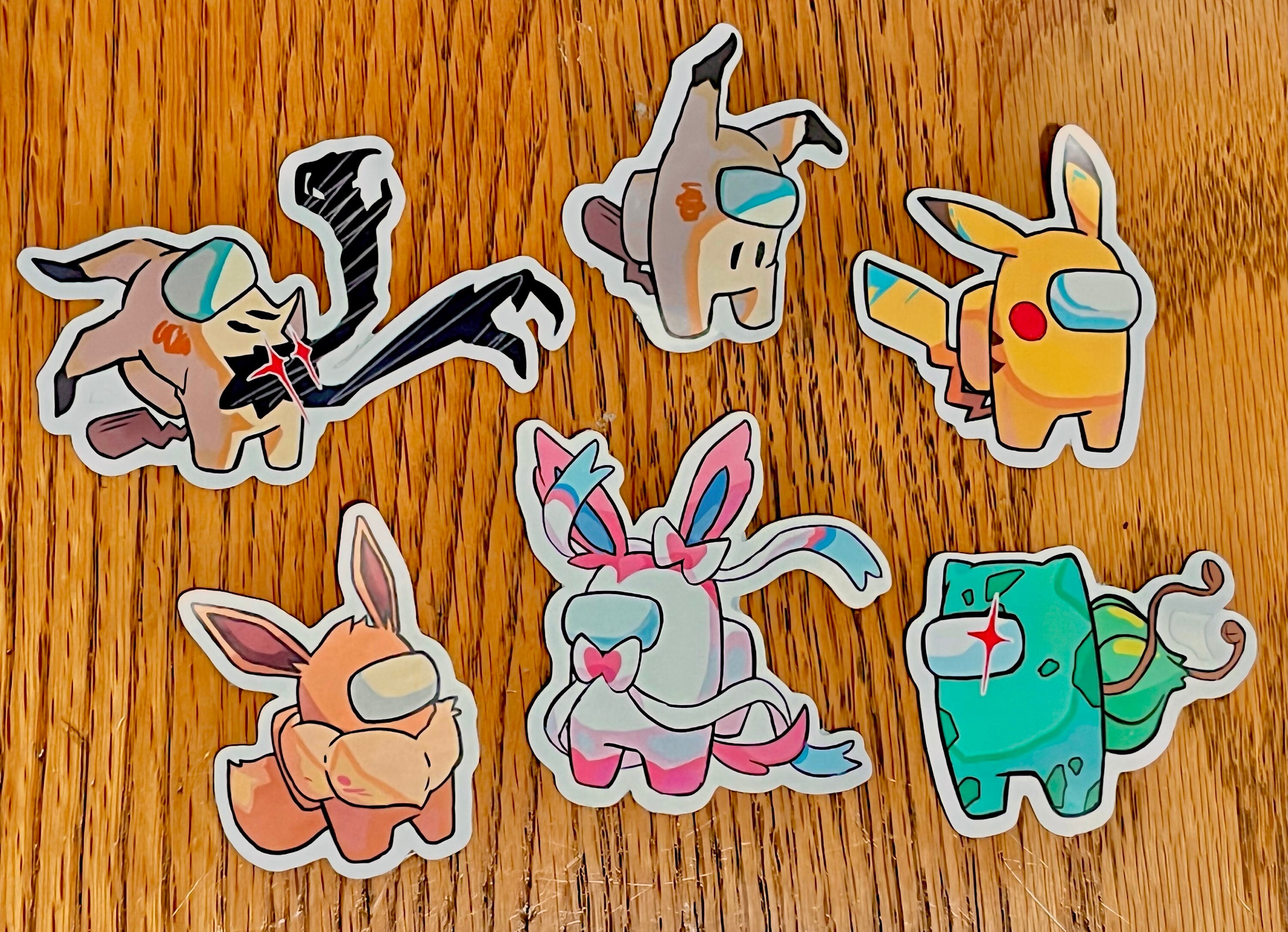 Pokémon Among Us Stickers: Pikachu Eevee Sylveon Bulbasaur - Etsy