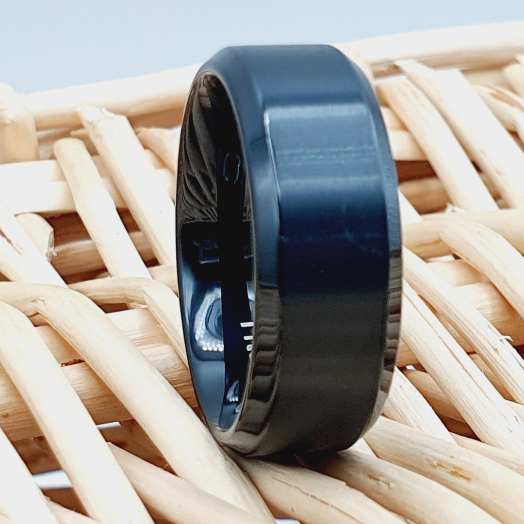 Domed Black Titanium Men's Wedding Band / Titanium Wedding Ring ...