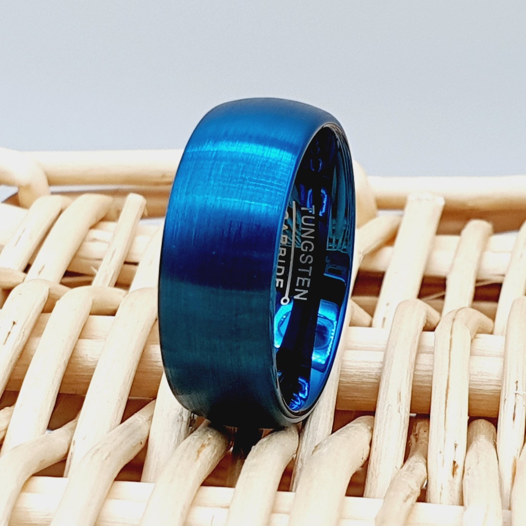 Blue Men's Ring, Blue Band Twilight Ring Engagement Ring Wedding Ring ...