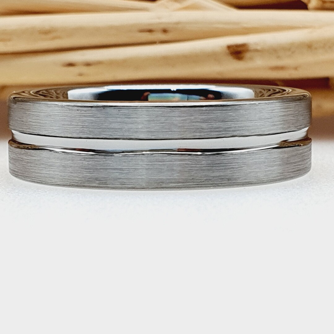 Men's and Women, Beveled Edge Brushed Wedding Band Ring Men's ...