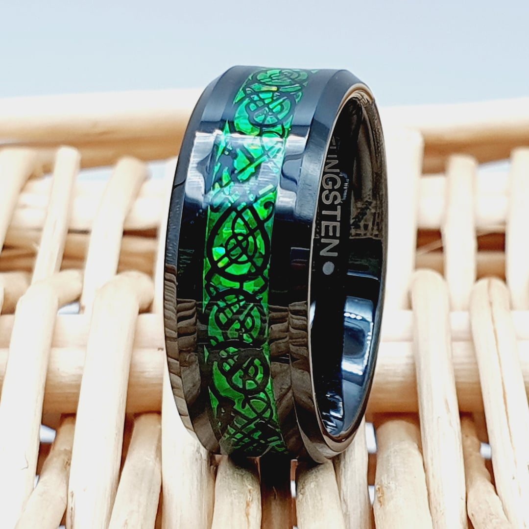 Celtic Dragon Ring Tungsten Dragon Engagement Band Irish - Etsy