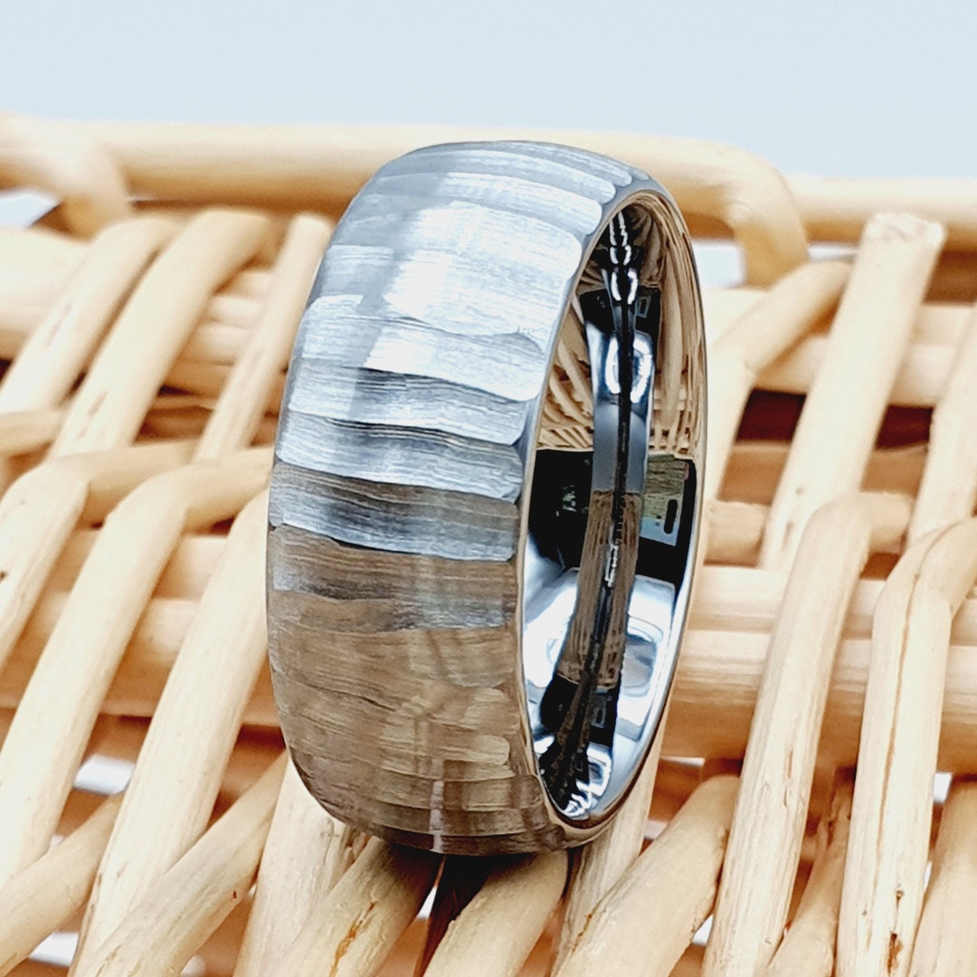 Unique Tree Bark Texture, Mens Tungsten Wedding Ring, 8mm Tungsten Ring ...